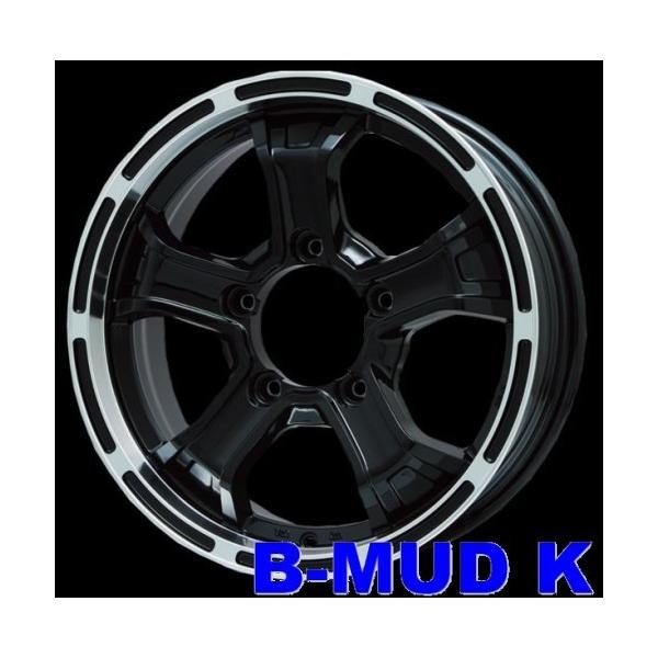 ●メーカー名：BIGWAY/ビッグウェイ●ホイール名：B-MUD K/ビーマッド K●サイズ：15X5.5J　5穴　PCD：139.7●インセット：05●カラー：グロスブラック/リムポリッシュ●4枚セット価格です。●送料　Ｂサイズ※沖縄、離...