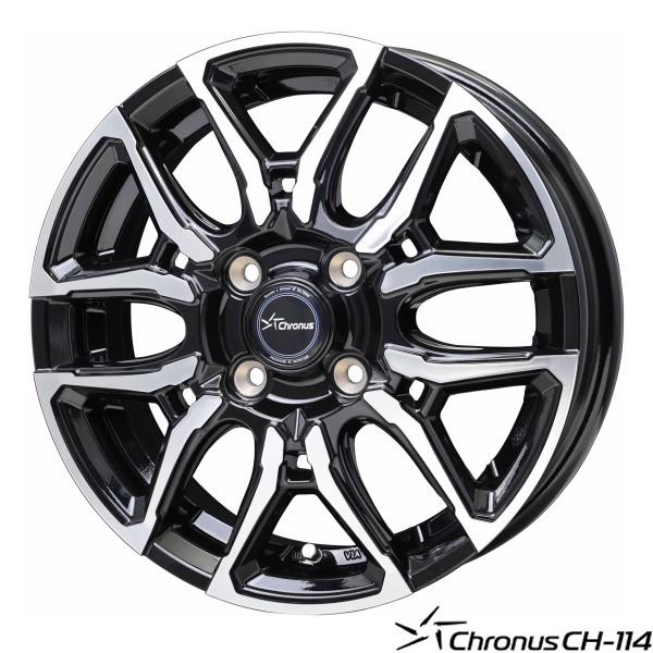 ※画像はイメージになります●メーカー名：HOT STUFF/ホットスタッフ●ホイール名：Chronus CH-114 /クロノス CH-114●サイズ：12X4.00B　4穴　PCD：100●カラー：ブラックポリッシュ●インセット：43●付...