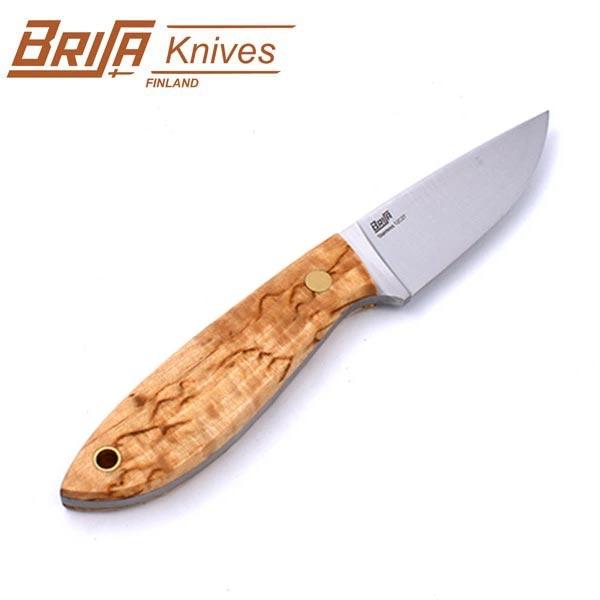 ブランド:Brisa/フィンランドサイズ:全長約170mm 刃長:約80mm 刃厚:約3.2mm 刃幅2.5cm重量:約75g素材:ブレード:12C27鋼 ステンレス　グリップ:カーリーバーチ　　12C27鋼とはサンドヴィック社が製造するノ...