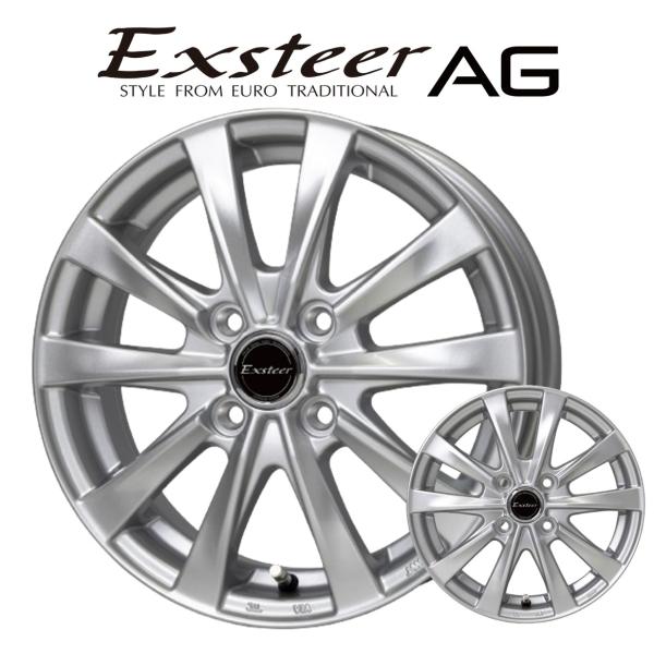　HOTSTUFF ホットスタッフ　Exsteer AG エクスターエージー　13インチ4.00B+45 4穴/100　カラー　シルバー　JWL-T規格適合(新基準適合品)　付属品(センターキャップ、ゴムバルブ)　ホイール重量約4.6K ハ...