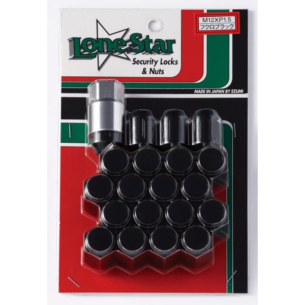 LONESTAR (ロンスター)ロックナットセット ブラック (20個入り) フクロタイプM12XP1.5 二面幅 21HEX 座面形状 60度テーパーナット：16個ロックナット：4個アダプター：1個※こちらの商品はレターパックで発送予定で...
