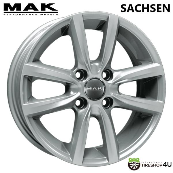 マック ザクセン 15x5.5J 4/100 +41  シルバー対応車種(一例)：UP! 、CROSS UP!※記載の車種は一例です。純正サイズとは異なる場合もございます。　ご不明な点がありましたら事前にお問い合わせください。純正ボルト使用...