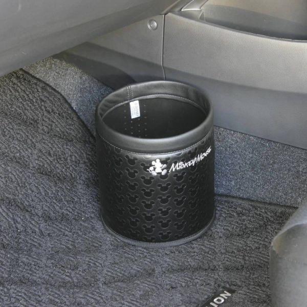 WD-213　ダストバケット　ミッキーマウスミッキーマウスの型押し生地を使用した、クールでおしゃれなダストバケットです。高級感と質感にこだわった本革調タイプ。インテリア感覚がダスト機能と融合しました。倒れにくい底形状とクリップ取り付けで安定...