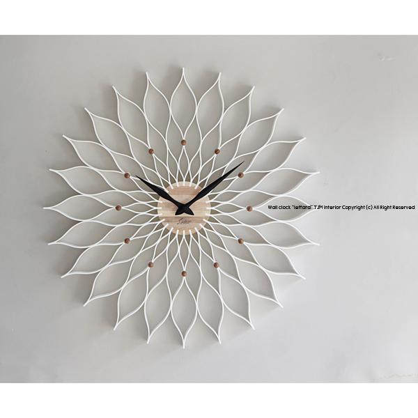 満開に咲き誇る花をモチーフにして作られた華やかな印象の壁掛け時計CL-9903 ルファール Leffard 時計 掛時計 掛け時計 壁掛時計 壁掛け 秒針無し ステップムーブメント ホワイト 白色 WH ナチュラル 木調 ウッド調 エレガン...