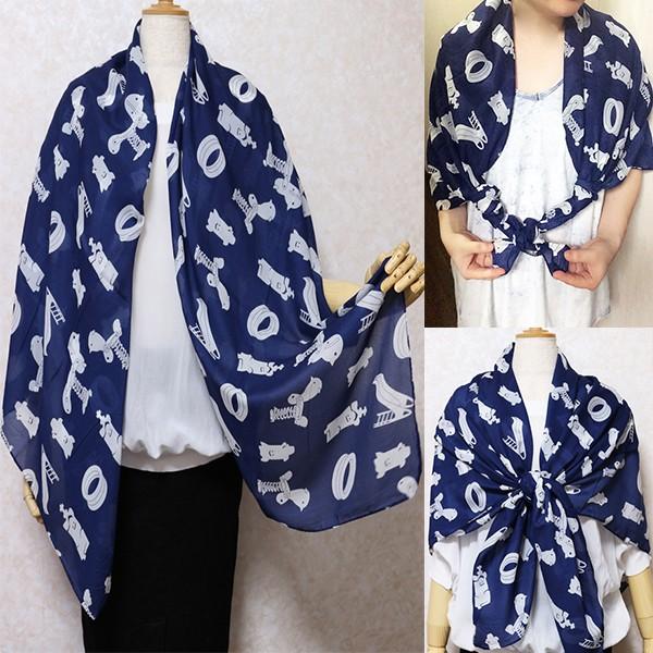 無地薄手柔らかい生地のカワイイおばけ柄ビッグサイズスカーフ<br>混率：polyester 100% <br>【サイズ】120×138cm<br>●サイズは平置きサイズとなりますので測り方により誤差が出る...