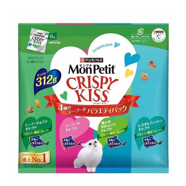 【商品説明】　いろいろな味や粒の形を楽しめるバラエティーパックです。　本格素材のクリスピーなおやつです。　お魚やお肉を第１主原料に使用し、本格的な美味しさと豊かな香りに仕上げました。【保証成分】　シーフード＆ツナセレクト、シーフードセレクト...