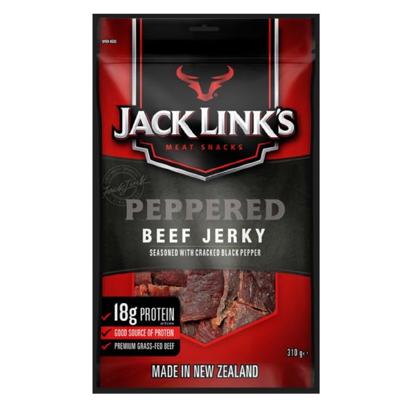 【商品説明】ジャックリンクス　ビーフジャーキー ペッパー味　310g外出先でのおやつグルテンフリー草食のプレミアム ビーフだけを使用50gあたり18gのタンパク質草だけを餌にしたプレミアムビーフで作られた、ひとクラス上のジャーキーです。グル...