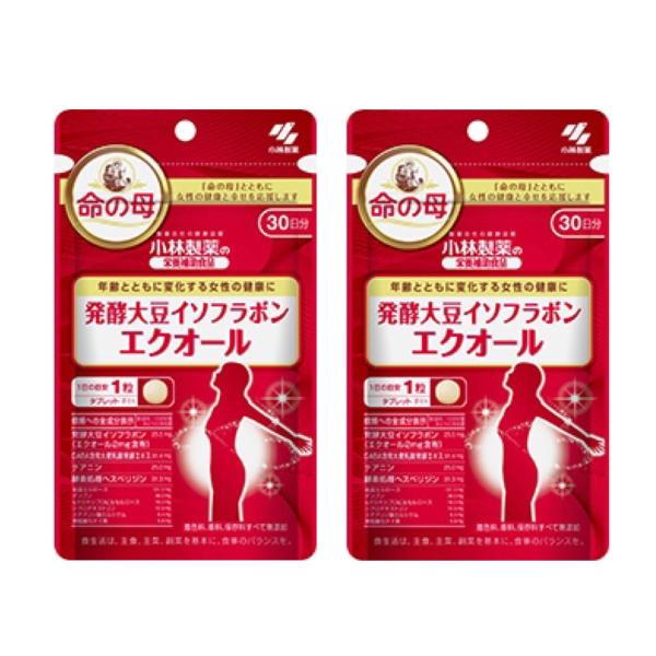 【商品説明】　エクオール 30日分×2個セット 小林製薬　発酵大豆イソフラボン　大豆イソフラボンを発酵させて作られた注目成分「エクオール」を配合　年齢とともに変化する女性の健康に健康成分「大豆イソフラボン」は、おなかの中で腸内細菌により「エ...