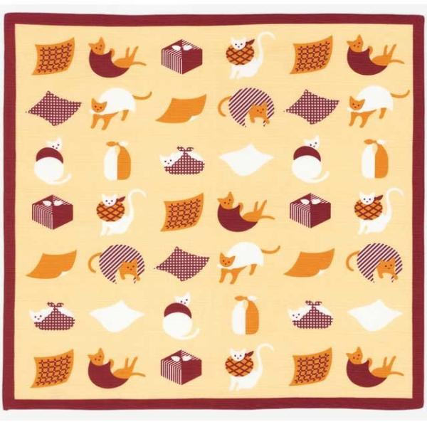 ■ 商品名 おかみさんの小風呂敷 風呂敷猫■ サイズ 約50×50cm ■ 材質 綿100%■ 日本製日本文化に深く根付いてきた風呂敷。買い物袋の代わりに使えるおしゃれなエコアイテム。現代の生活に溶け込むレトロ＆モダンな柄のシリーズです。［...