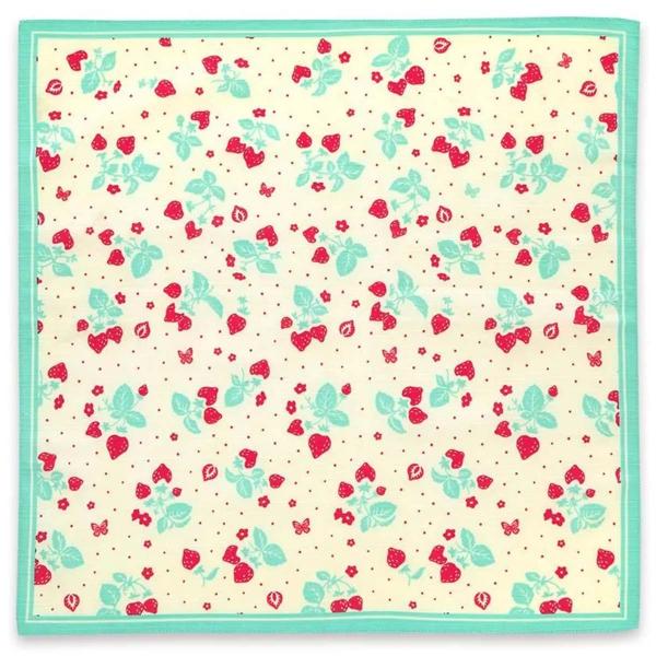 ■ 商品名 kenema 小風呂敷 苺摘み 緑■ 仕　様 綿100%■ サイズ 約50×50cm［50cm角小風呂敷］一三巾（いちさんはば）と呼ばれる約50cm角の小風呂敷。お弁当包みやランチクロスとしてはもちろん、ハンカチ代わりやインテリ...