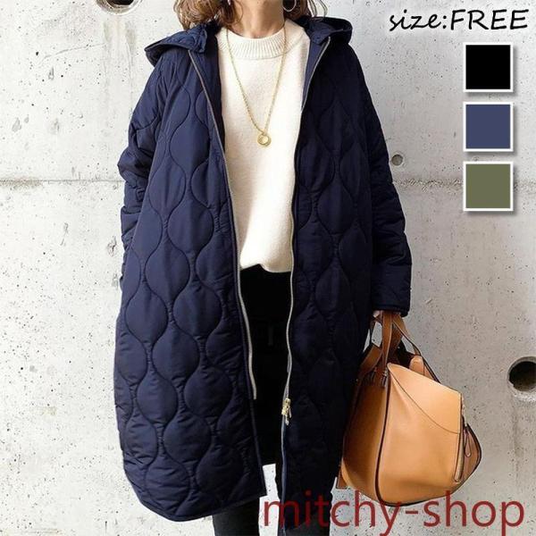 ロング中綿コートレディース 冬 アウター ロング丈 ロングジャケット 中綿コート 暖かい 体型カバー 黒防寒 軽い コート カジュアル きれいめ 通勤 OL オフィス 30代 40代　50代 冬コート レディース 母 カジュアル ゆったり日...