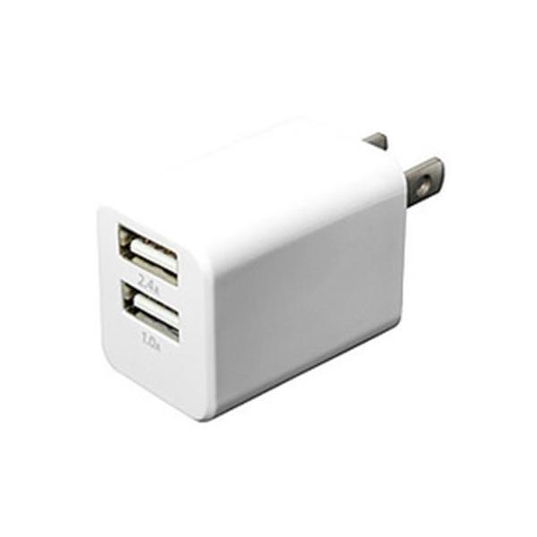 「商品情報」商品紹介「CUBEAC224WH」は、タブレット&amp;スマホで使えるUSB充電器です。2ポートなので、スマホを同時に2台充電が可能です。合計2.4A出力のハイパワー仕様。高性能デジタルIC採用で、出力電圧・充電速度の安定、更...