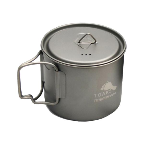 ■トークス｜ライトチタンポット 550ml・この超軽量ポットは、厚さ0.3mmの薄いチタン材でできています。・つまみはスライドさせることにより立てた状態にロックすることが可能です。・メッシュの収納袋が付いています・ mlとozの表示が内側に...
