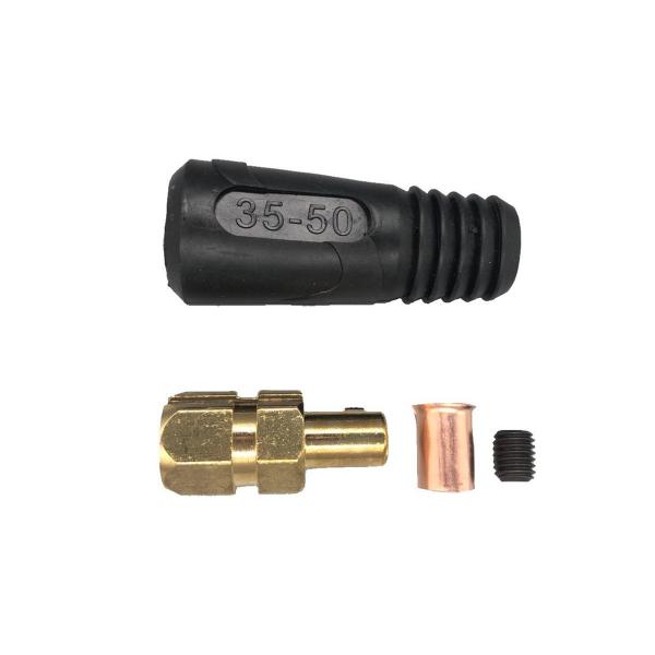 溶接機用プラグ　DINSE仕様用　大型雄コネクター　200A以上用　1本単価外国輸入品雄先端前直径約12mm、黒ゴム部分の長さ約85mmインバーター溶接機、デジタル溶接機、エアープラズマ切断機に使用大型雄プラグケーブルタイヤはWCT14、W...