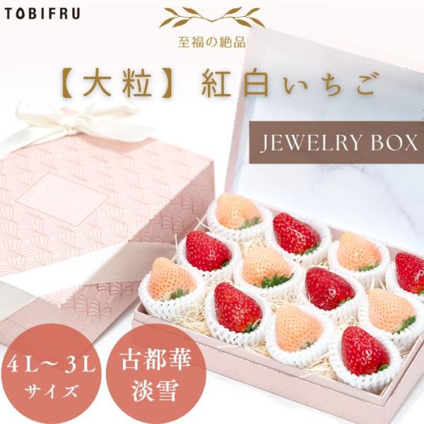 奈良県が誇る高級いちご「古都華」と「淡雪」。一粒一粒が選び抜かれた“大粒サイズ”で食べ応え抜群！その美しさと特別感を引き立てるのは、まるでジュエリーボックスのような大理石風の高級ボックス。開けた瞬間、目に飛び込んでくる鮮やかな彩と甘い香りは...