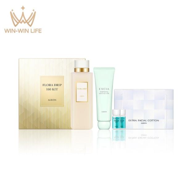 たっぷり使える！アルビオン フローラドリップ s の160mlと、輝きと美白を追求するエクシア ブライトニングの美白乳液、美白美容液、コットンがお試しいただけるスペシャルキットです！【セット内容】★アルビオン フローラドリップ s〈化粧液〉...