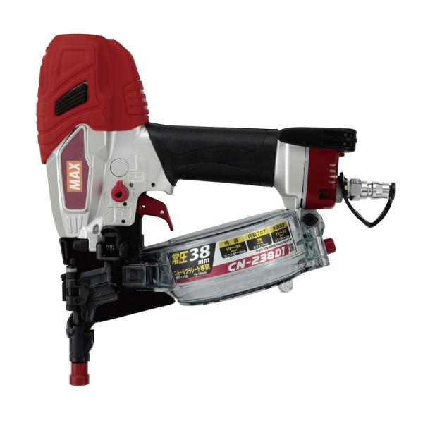 プラシート専用機●19〜38ｍｍの釘に対応。●内装・木造板金兼用機●スリムな先端形状で「山打ち」も「谷打ち」も正確に狙える！【商品詳細】・型式：CN-238D1・質量：1.2kg・寸法(HxWxL)：251×106×250mm・ネイル装填本...