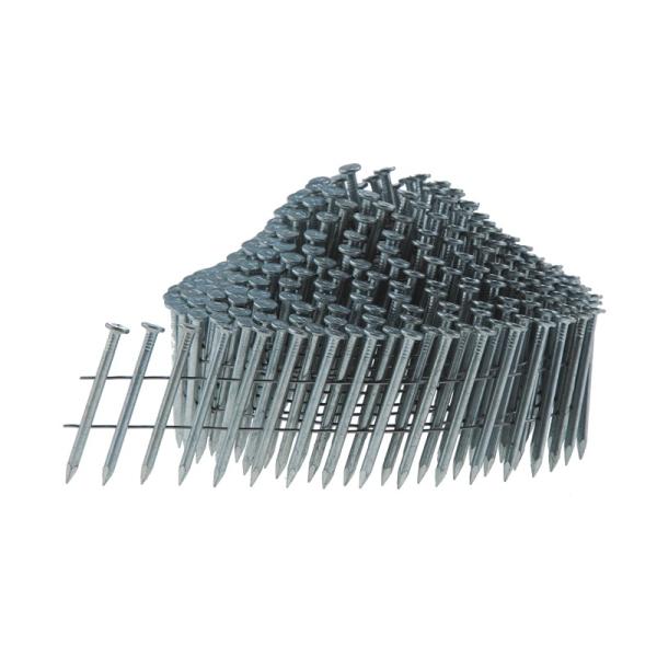 釘打機用の釘です。ワイヤで斜めに連結され、山形のコイル状に巻かれたコンクリート釘です。【用途】ワイヤ連結釘(コンクリート用)【機能・特徴】ワイヤー連結のコンクリート釘です【仕様】・長さ：45ｍｍ・胴径：2.5mm・頭径：5.5mm・材質：鉄...