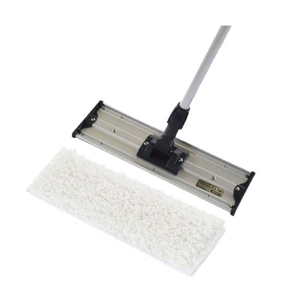 【商品名】フリーハンドル FH40（アルミハンドル付）［1680］+ソフトモップS424 ［3625］【サイズ】ホルダー：110×400mm、ハンドル：22φ×1400mm、モップ：120×420mm【材　質】フリーハンドル FH40：アル...