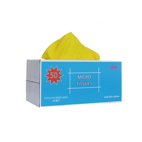 【商品名】マイクロティッシュ イエロー 2432【内容量】50枚入【サイズ】300mm×300mm【材　質】ポリエステル80％、ポリアミド20％【販売元】有限会社アプソン【商品特長】◆マイクロファイバーでありながら、安価なので、汚れたら捨て...