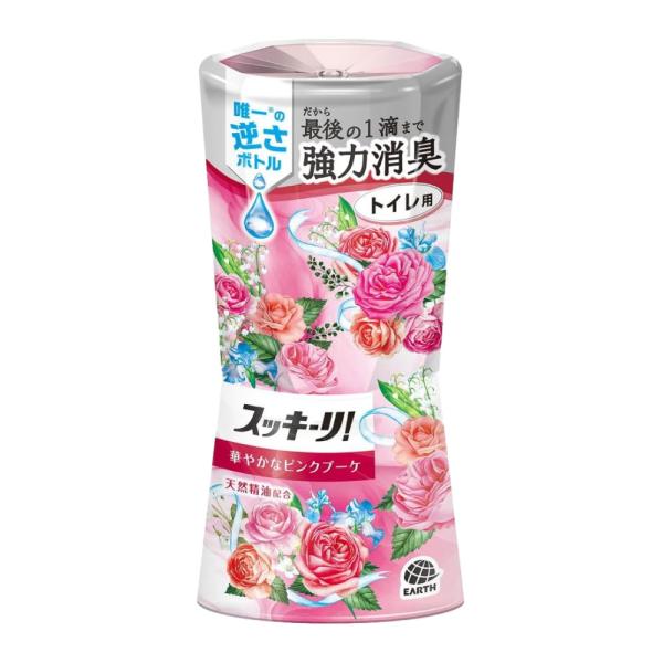 【商品名】スッキーリ！ トイレ用 華やかなピンクブーケ【内容量】400ml【生産国・生産地域】日本【成　分】香料（天然精油配合）、非イオン界面活性剤、植物抽出物（植物系消臭剤）、イオン系消臭剤、強力デオドライズパウダー（無機系消臭剤）【効果...