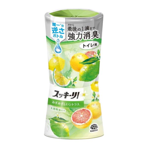 【商品名】スッキーリ！ トイレ用 みずみずしいシトラス【内容量】400ml【生産国・生産地域】日本【成　分】香料（天然精油配合）、非イオン界面活性剤、植物抽出物（植物系消臭剤）、イオン系消臭剤、強力デオドライズパウダー（無機系消臭剤）【効果...