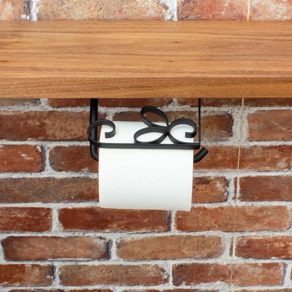 カウンターの下に取付ができる1連アイアン製トイレットペーパーホルダーです。国内の工房で、仕上がりの美しさ・品質・使いやすさにこだわり1つ1つ丁寧に制作しています。右差しはトイレに座って左側、左差しは右側の壁につける差し方です。■素　材：アイ...
