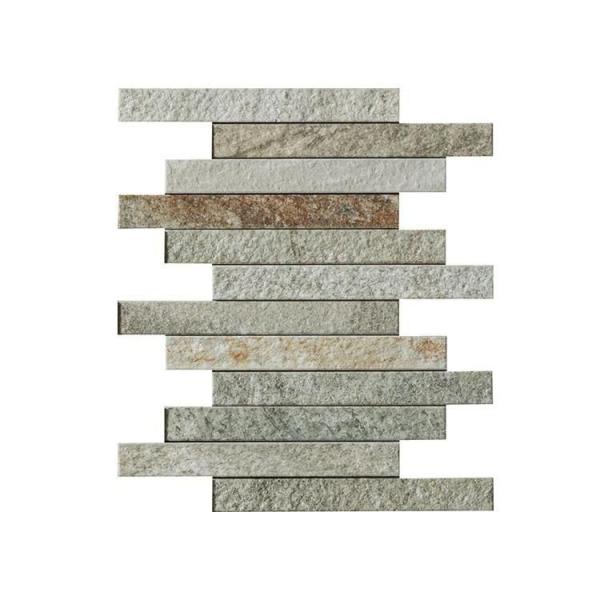 ボーダー形状の石積みデザインのエコカラットです。住宅の玄関やトイレ、洗面所用の屋内壁用です。■仕様　：25×202角ネット貼り■サイズ・１シート　　約303×202mm・.5・9.5mm厚さ■平米あたり必要枚数・16.9シート/m2■購入単...