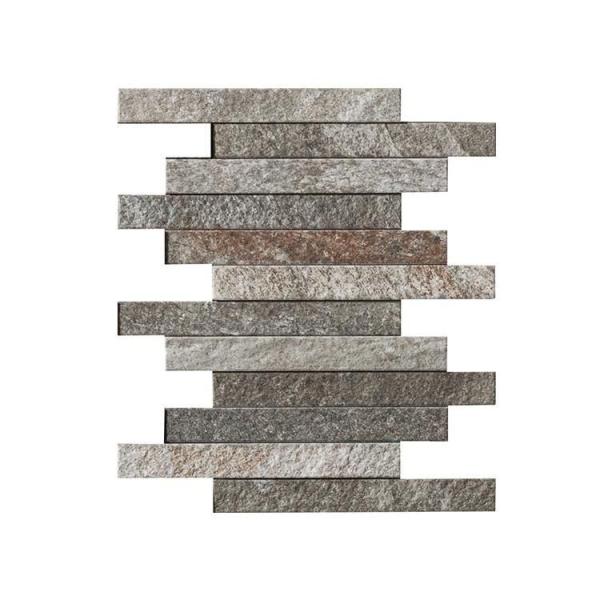 ボーダー形状の石積みデザインのエコカラットです。住宅の玄関やトイレ、洗面所用の屋内壁用です。■仕様　：25×202角ネット貼り■サイズ・１シート　　約303×202mm・.5・9.5mm厚さ■平米あたり必要枚数・16.9シート/m2■購入単...