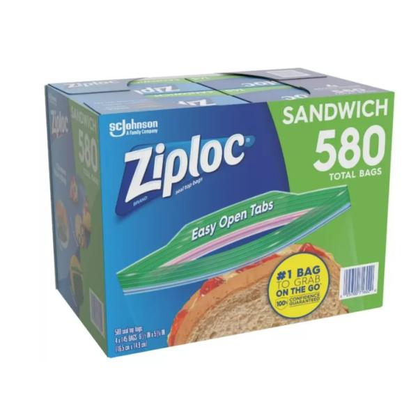 ジップロック サンドウィッチバッグ 580枚 1158369 送料無料 コストコ 16.5 × 14.9cm 145枚 ×4 食品保存バッグ ZIPLOC サンドイッチバッグ