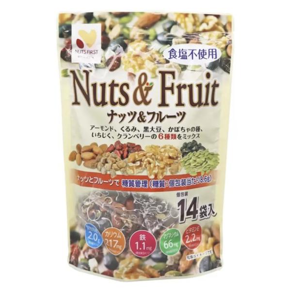 <6種類をミックス>アーモンド・クルミ・イチジク・黒大豆・かぼちゃの種・加糖クランベリー入り。1袋でさまざまな味が楽しめます。<糖質管理>1袋当たり糖質8.06ｇ。<ナッツファースト>食事の前や間食に「ナ...