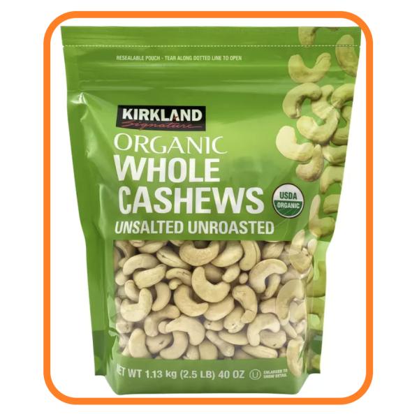 オーガニック無塩食べ応えのある大きな粒大容量の1.13kg 栄養成分表示【100g当たり】熱量 603 kcal、たんぱく質 17g、脂質 49.4g、炭水化物 27.3g、食塩相当量 0.01g