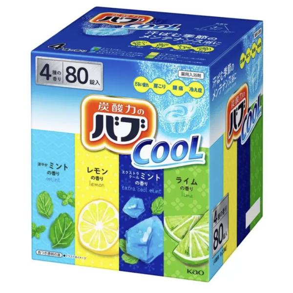 ・だるい夏バテ感に炭酸のクールタイプ入浴剤・選べる楽しさ4種類の香り(ミント、エクストラクール、ライム、レモン)・赤ちゃんと一緒に入浴する時も使えます・80錠入り　4種の香り×20錠・198.0 x 180.0 x 167.0mm（高さ x...