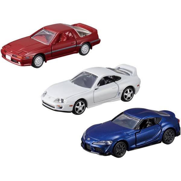 トヨタの歴代「SUPRA」が3台セットになって登場！＜セット内容＞（スケール・アクション）・SUPRA(1986〜)（1/62・左右ドア開閉、リトラクタブルライト可動）・SUPRA(1993〜)（1/62・サスペンション、左右ドア開閉）・G...