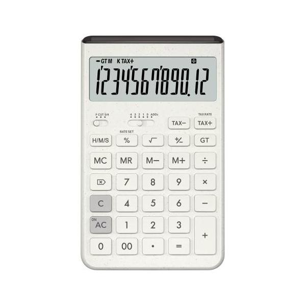 【発売日：2025年01月30日】■人と、暮らしと、あしたに寄り添う。デザイン電卓 Comfy（コンフィ） 。　さまざまな利用シーンに調和する、環境にも配慮した電卓。　スマートな英語表記仕様。　座っても、立っても打ちやすい開閉式スタンド付き...