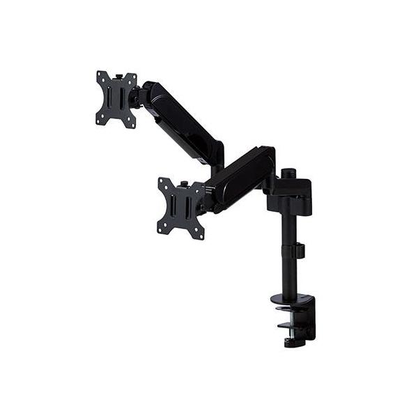 【発売日：2023年07月02日】■17〜32インチサイズのモニターに対応するガススプリング式のデュアルモニターアーム、支柱付きです。■モニター下のスペースを有効活用してデスクの上を広く使うことができます。■軽い力で動かせるガススプリング式...