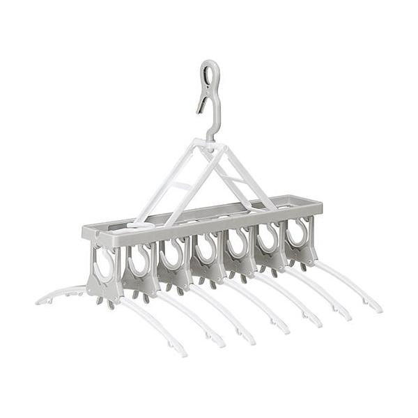 ■折りたたみ式のハンガーなのでTシャツなどの首元から差し込め、伸ばさずに簡単に干せます。取り入れもつまみをつまめばワンタッチで取り込めます■縦吊り用のフックがついているので省スペースで収納できます■7連式のハンガーですが、ハンガーはひとつず...