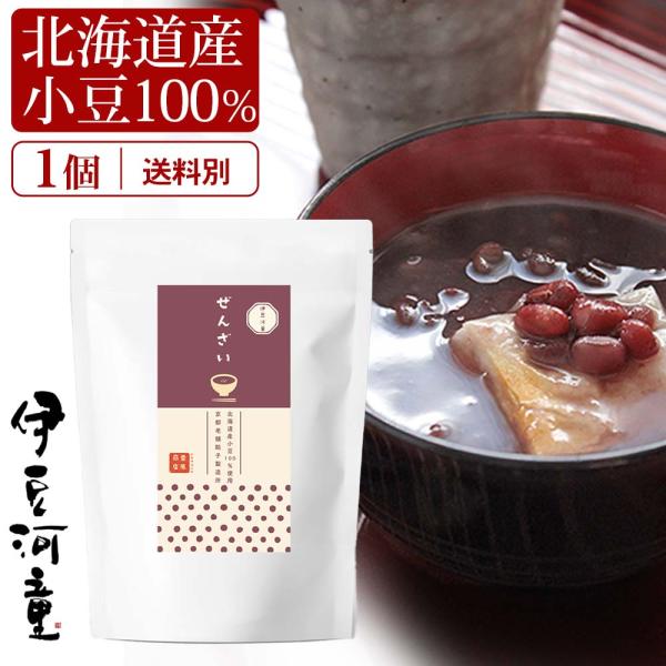 北海道産小豆100％です。伊豆河童の人気のあんみつに使っている餡と同じ小豆、同じ工場で丁寧に作っています。しつこすぎる甘さではなく、小豆本来の風味が生きている上品な甘さです。餅、白玉を加えるとさらに美味しく召し上がれます。冬は温めて、夏は冷...