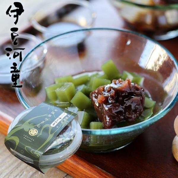 百貨店で人気のカップ入り。抹茶入りの角切りところてんに餡と蜜をのせて。ヘルシーデザートの完成です。角心太あんみつは、角切りタイプのスイーツところてんです。■原材料名：「原材料一覧表」でご確認ください。■内容量：角心太95g、餡35g、抹茶蜜...