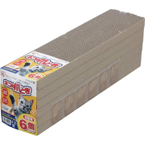 アイリスオーヤマ ネコの爪とぎ 6個パック本体サイズ (幅X奥行X高さ) :48.5×12×15cm本体重量:606g原産国:中華人民共和国両面同じ構造で2回使えて経済的目が粗いので爪がひっかかり、研ぎやすい構造-お知らせ-・独自配送手配「...