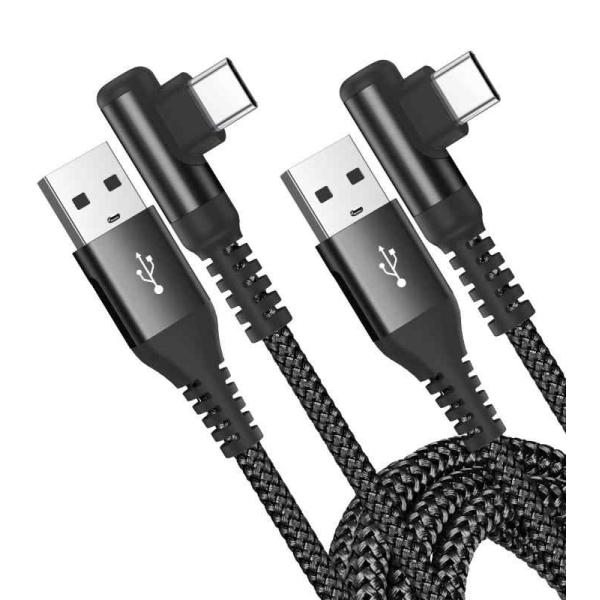 USB C ケーブル L字 【2M/2本セット】Sweguard タイプc 急速充電 QuickCharge3.0対応 USB Type C ケーブル iPhone 17 16 /iPhone 15 充電 アイホン16 15,iPad Pr...