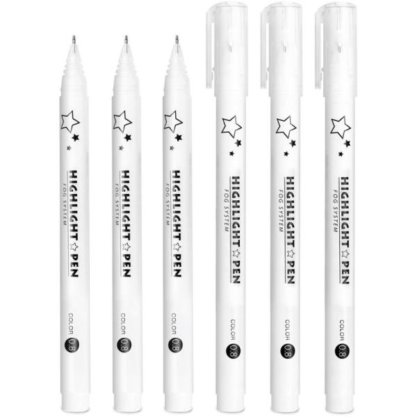 Elegirme ジェルボールペン 白ペン 0.8mm 極細 不透明調 ホワイト イラスト 手書きPOP ノート 手帳 手紙 挨拶状 スケジュール帳 アルバム スクラップブッキング 写真 黒い紙に書けるペン 耐水耐【0.8mm極細】6本入り...