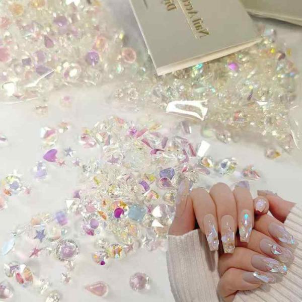nalaina ラインストーン ネイル クリスタル ネイルパーツ （?120個ミックススタイル）大容量セット ネイルストーン ケース入り diy 高い採光 ネイルセット ネイルを飾てと服装使用 ネイル デ【ネイル クリスタル】この3Dオーロ...
