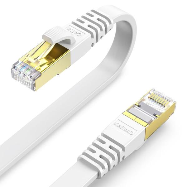 KASIMO LANケーブル 30m ランケーブル CAT8 カテゴリー8 超高速 40Gbps/2000MHz フラットケーブル 有線lanケーブル イーサネットケーブル wi-fiケーブル パソコン モデム ルーター PoE PS3 P...