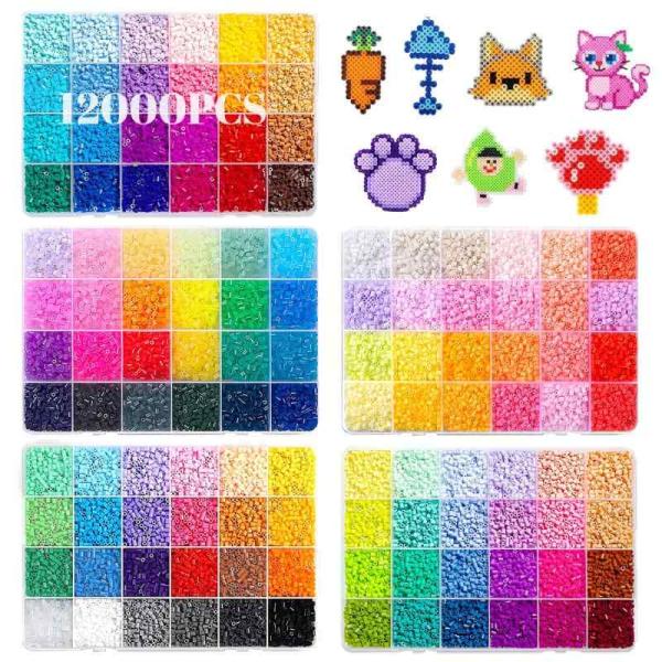 アイロンビーズ 120色セット 2.6mm ナノビーズ 約60000粒 で色彩豊か 初心者向けDIY手芸 作成キット 収納ケース付き 誕生日プレゼント 操作簡単 (ミックスカラータイプ)? 【120色・約12000粒の大容量セット】合計約6...