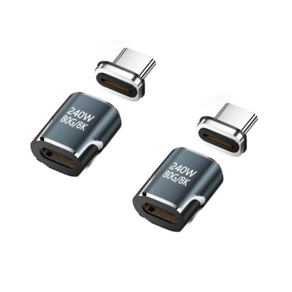 YFFSFDC USB-Cマグネット式 Type C 変換アダプタ USB4.0 N52自動吸着 マグネット 8K@60Hz映像出力 80Gbps高速データ転送 240W急速充電 Mac Book Pro、Nintendo Switch、N...