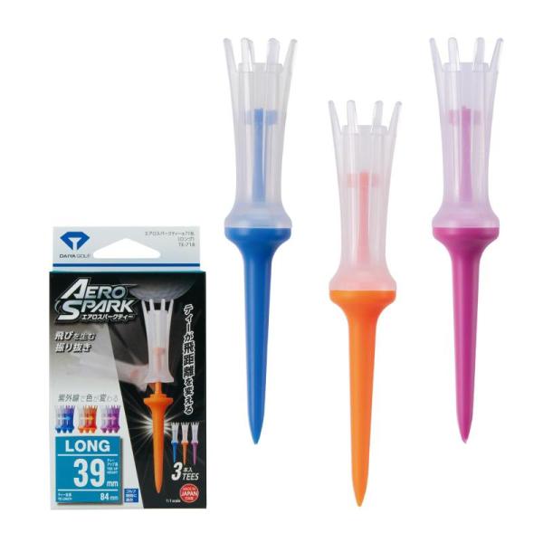 ダイヤゴルフ(DAIYA GOLF) ゴルフティー エアロスパークティー カラー ロング クリアー TE-718「首振り機能」が飛距離アップに繋がるゴルフティーカップ部分が伸びて360°首振りするので、インパクト時の抵抗を削減してクラブが振...