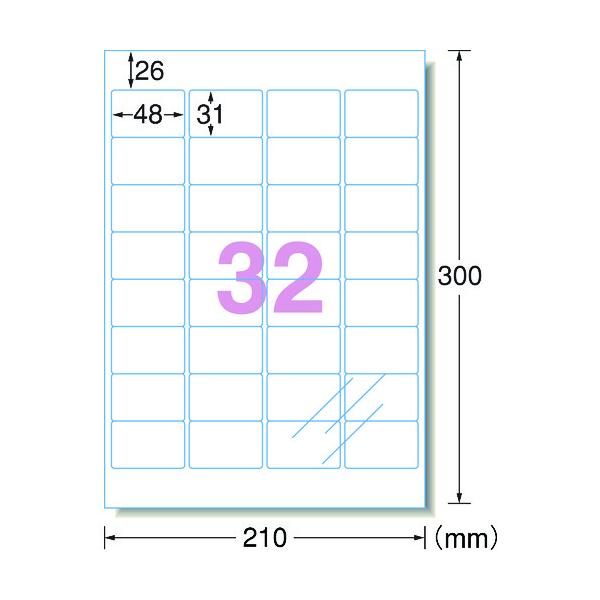 ●水・汚れ・こすれからラベルを守る、カバーです。●ラベル表面の保護に。●包装箱の封かんシールに。＜仕様＞●フィルム厚さ：0.05mm●色：透明●面付：4列×8段(32面)●1パック内：192片●ラベルサイズ(mm)縦：31●ラベルサイズ(m...