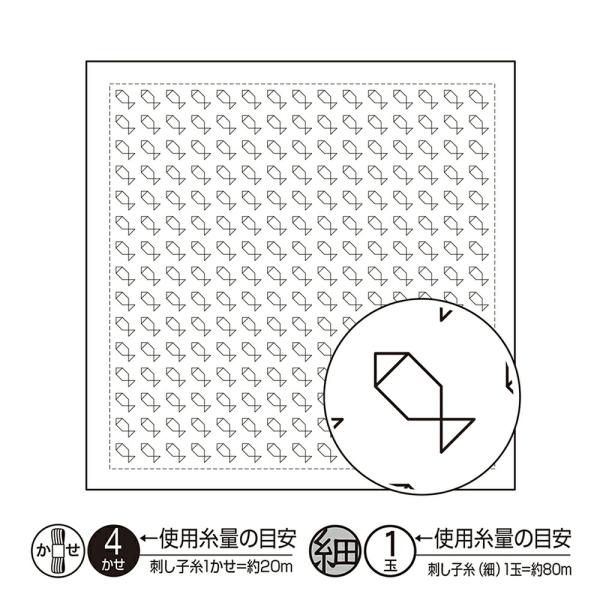 お好きな柄と刺し子糸を組み合わせて楽しめます。糸は入っておりませんのでご注意ください。＜内容＞■晒木綿（未仕立て）■刺し方説明書＜出来上がりサイズ＞■約34cm×34cm＜必要な刺し子糸の量＞■SashikoThread100m：1かせ■A...