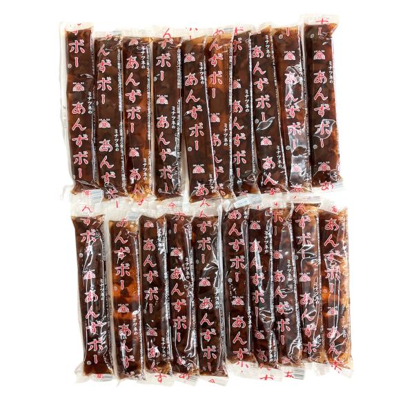 下町の懐かしいあんずボー。甘ずっぱくておいしい、あんず果肉入りの昔懐かしいミナツネのあんずボーです。冷凍庫で凍らせて、お召し上がりください。